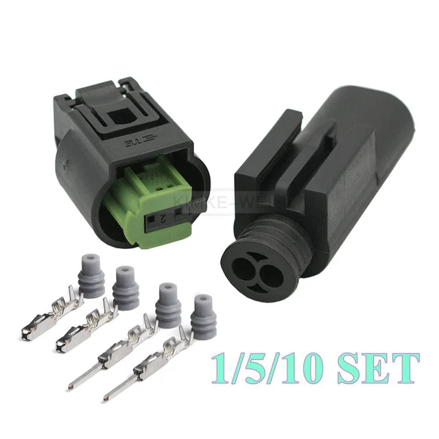 2 PIN TE Automotive MQS Male Female Connector Plug Socket Kit For BMW ...