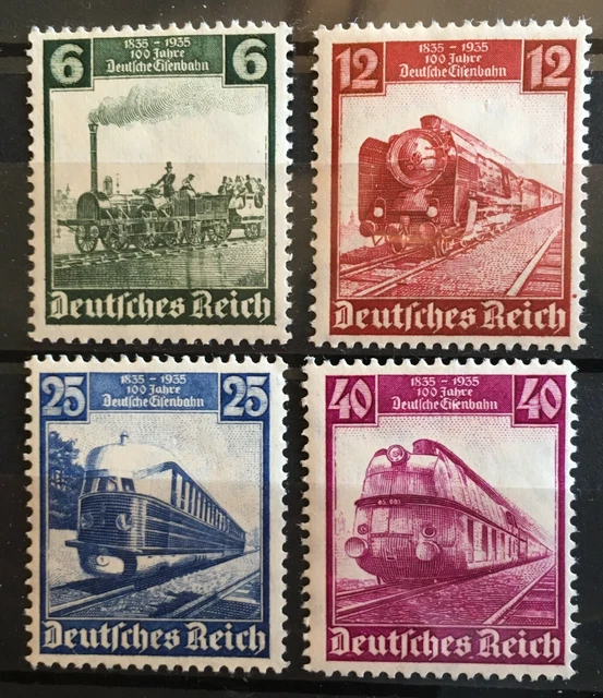 GERMANY THIRD REICH 1935 Mi# 580-583 SC 459-62 100 Years German Railway ...