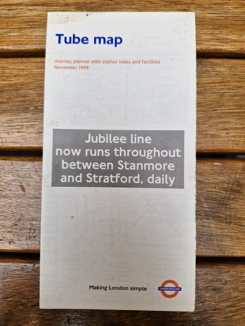 LONDON UNDERGROUND TUBE Map Journey Planner November 1999 - Jubilee ...
