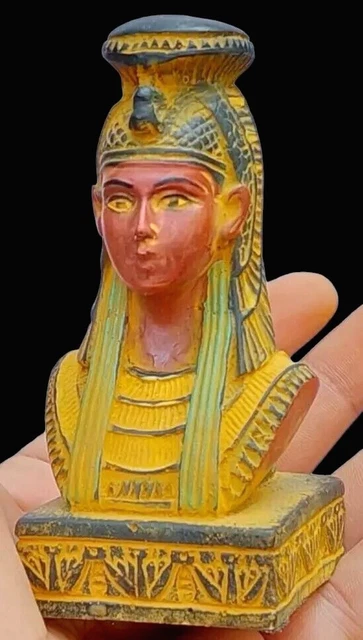 EGYPTIAN STATUE OF Queen Cleopatra, Rare Frank Pharaonic Stone ...