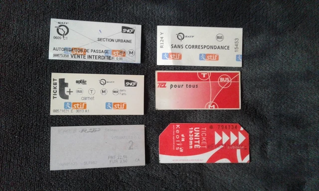6 ANTIQUE METRO Bus Tickets RATP KEOLIS TCL No Match £0.43 - PicClick UK