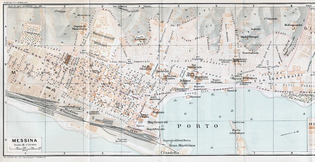 MESSINA 1919 PICC. mappa città orig. + guida (12 p.) Giostra Villagio ...