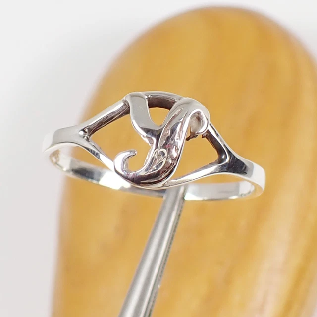 SCRIPT LETTER INITIAL Y Dainty Ring Genuine 925 Sterling Silver - R648y ...