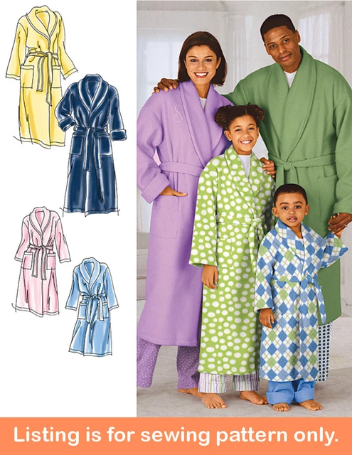 SEWING PATTERN MATCHING Bathrobe Robe Mother Daughter Father Son Adult ...