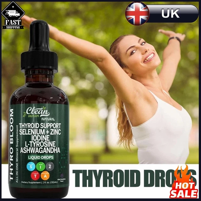 CLEAN NUTRA THYROID Support Selenium Zinc Iodine L-Tyrosine Liqud-Drops ...