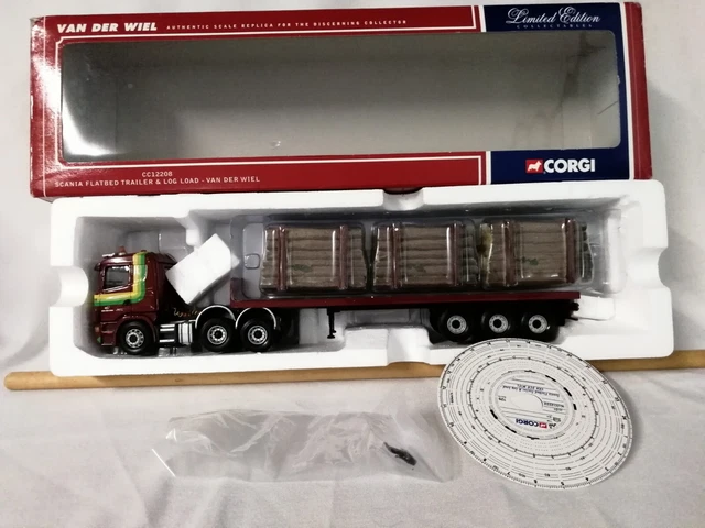 CORGI CC12208 SCANIA Flatbed Trailer & Log Load - Van Der Wiel 1:50 ...