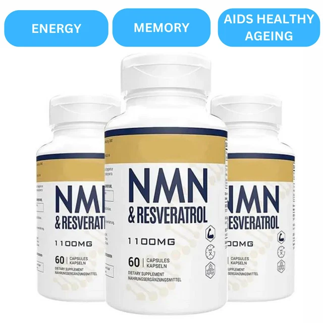 PURE NMN + Resveratrol 60 Capsules Anti-aging NAD + Supplement Health 1100mg £11.99 - PicClick UK