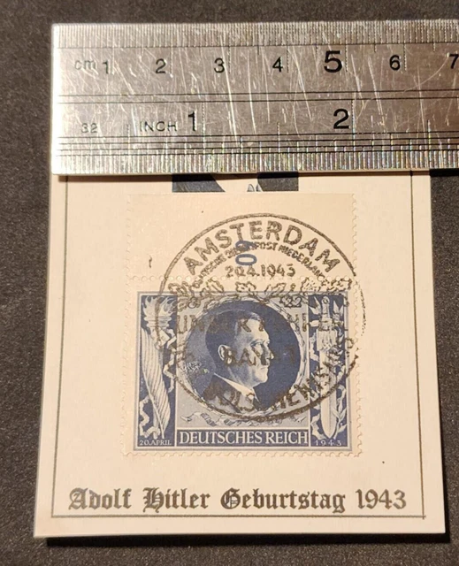 GERMAN THIRD REICH Nazi Adolf Hitler Birthday Stamp 1943 w special cancel + card EUR 7,46 ...