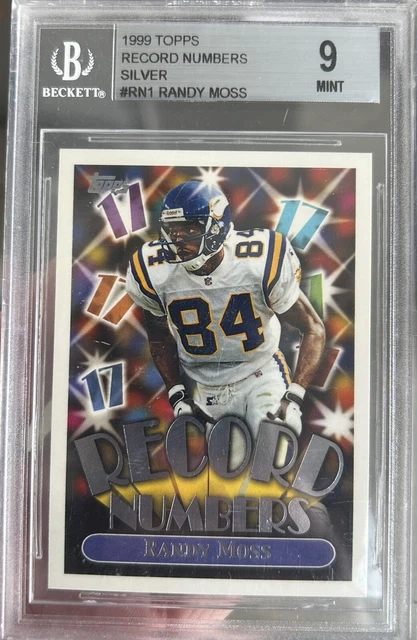 1999 TOPPS RANDY Moss numéros record argentés SP Vikings HOF #RN1 rare ...