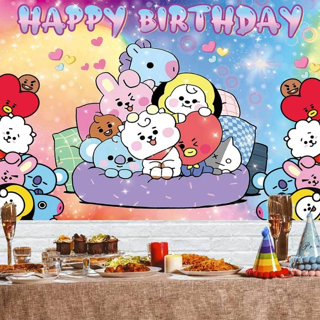BT21 HAPPY BIRTHDAY toile de fond bande dessinée décoration enfants ...