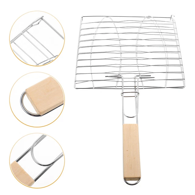 BARBECUE FISH HOLDER BBQ Net Picnic Grill Rack Prime Material Tool £13. ...