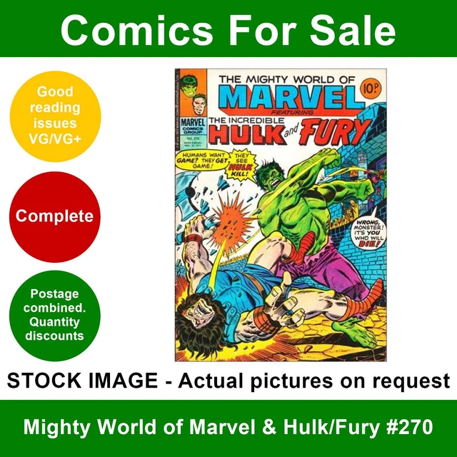 MIGHTY WORLD OF Marvel & Hulk/Fury #270 comic - VG/VG+ 1977 - Marvel UK ...