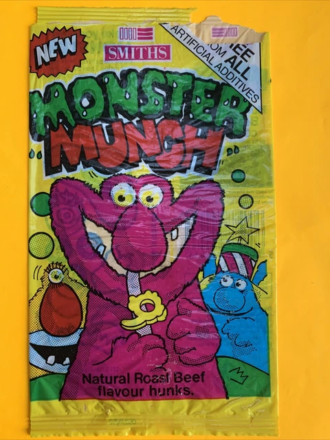 WALKERS MONSTER MUNCH EMPTY CRISP PACKET. Roast Beef. Vintage Retro ...