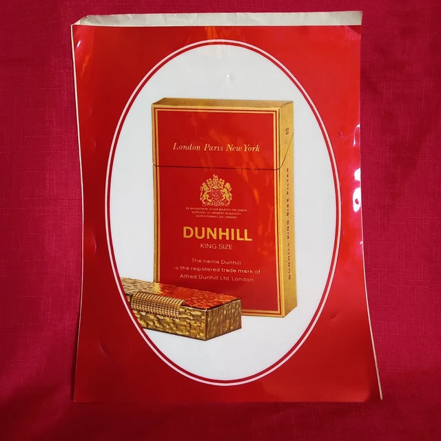 RARE VINTAGE 1970S, DUNHILL CIGARETTES SHOP WINDOW ADVERTISING STICKER ...