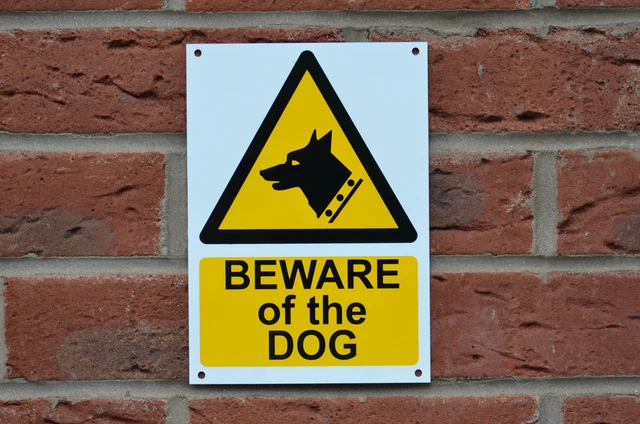BEWARE OF THE DOG A5 plastic or dibond sign or sticker security warning ...