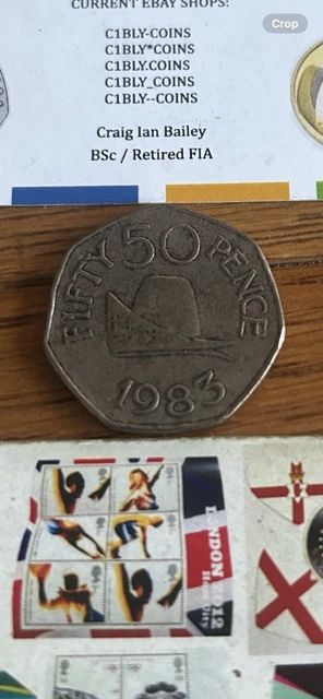 OLD STYLE LARGE BAILIWICK OF JERSEY 1983 DUCAL HAT 50p COIN CIRCULATED ...