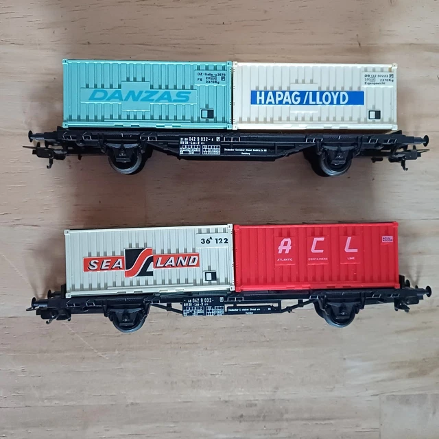 LIMA HO 2X Container Wagons, Canvas, SeaLand, Hapag/Lloyd, ACL containers. £14.89 - PicClick UK
