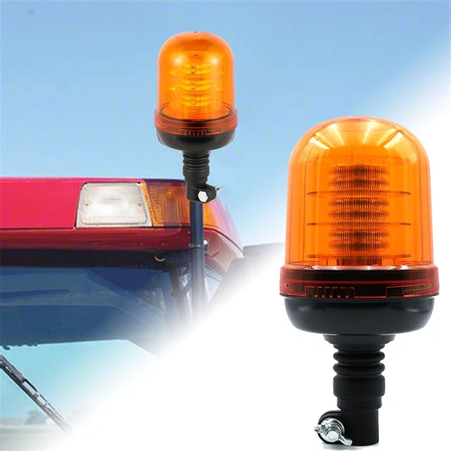 FLEXIBLE DIN POLE Mount Tractor Warning Lights for Massey Case IH JCB ...