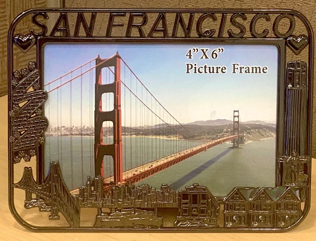 SAN FRANCISCO SOUVENIR Dark Metal Golden Gate Bridge Attractions 4x6 ...