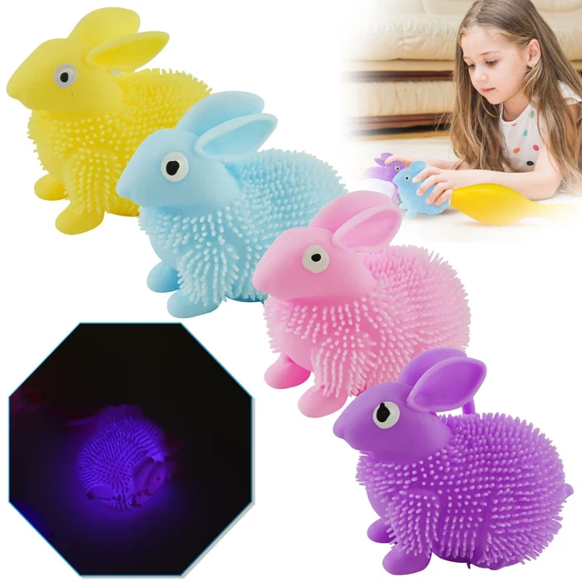 LIGHT-UP SQUEEZE BUNNY Rabbit, Stretchable, Squeezable, Stress Relief ...
