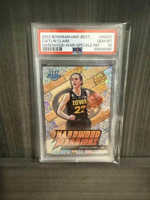 CAITLIN CLARK BOWMAN U Best Hardwood Warriors Speckle Refractor PSA 10 ...