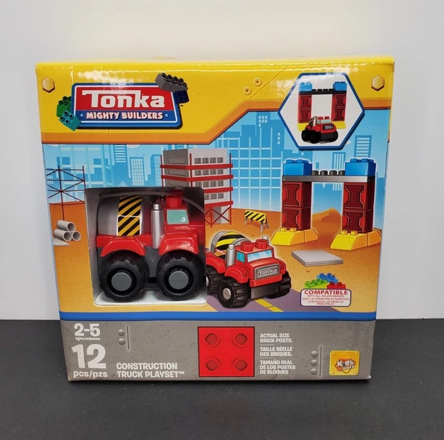 TONKA MIGHTY BUILDERS Construction Truck Playset 12 pieces Bricks ...