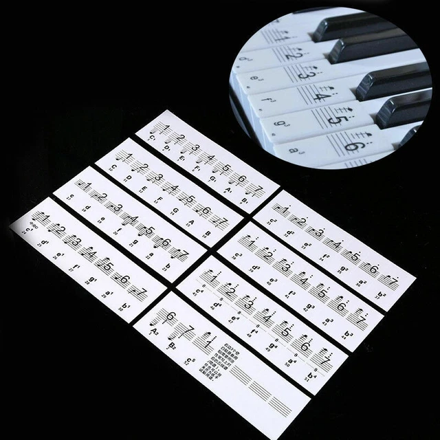 PIANO STICKERS KEYBOARD Music Note Chart Removable Deca 88 keys for ...