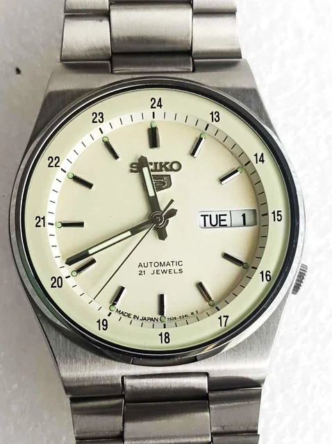 VINTAGE SEIKO 5 Railway time Primary whtie dial Cal 7S26 Day Date 21 jewels £42.00 - PicClick UK