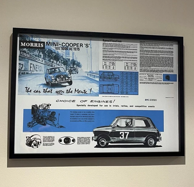 BMC MORRIS MINI Cooper S Types Mk1 Car That Won The Monte Garage Wall ...