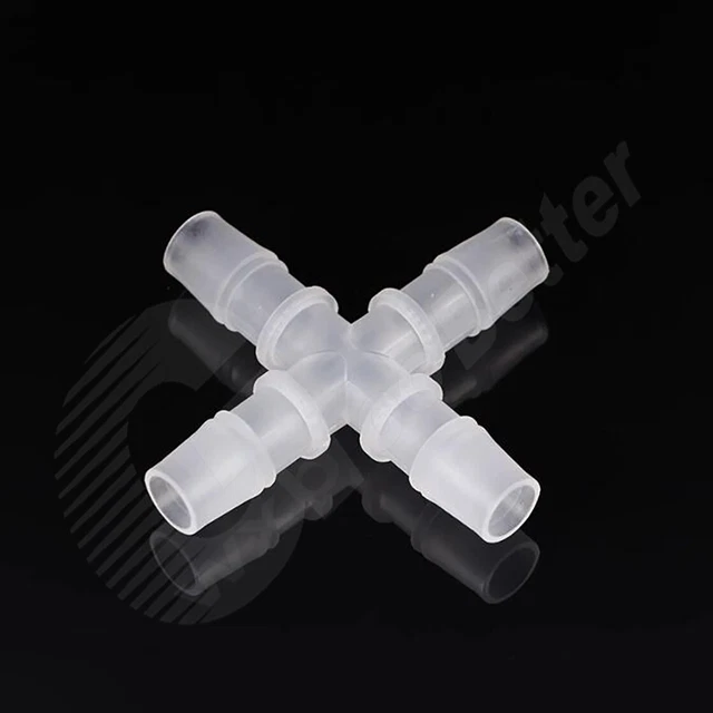 2.4~12.7MM 4 WAY Cross Joiner Plastic Hose Connector Air Petrol Water ...