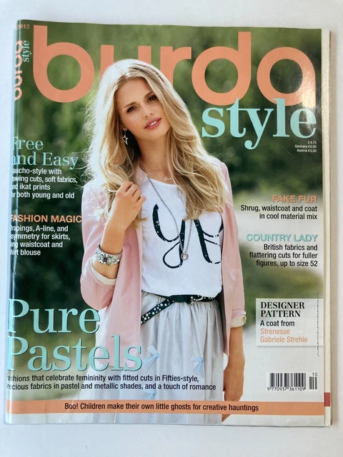 BURDA STYLE 10/2012 sewing magazine uncut patterns almost as new coats ...