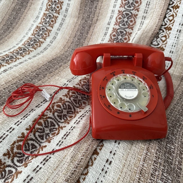 VINTAGE STEEPLETONE ROTARY Dial Red Corded Telephone Model STP1960 ...