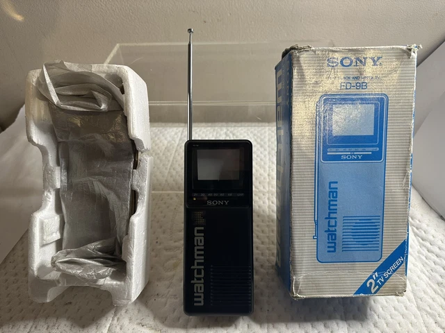 VINTAGE SONY WATCHMAN FD-9B Handheld Portable TV 1980s with Box WORKING ...