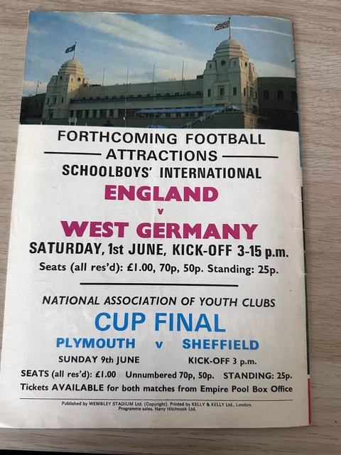 ENGLAND V ARGENTINA 22 May 1974 Wembley Stadium Gc £1.17 - PicClick UK