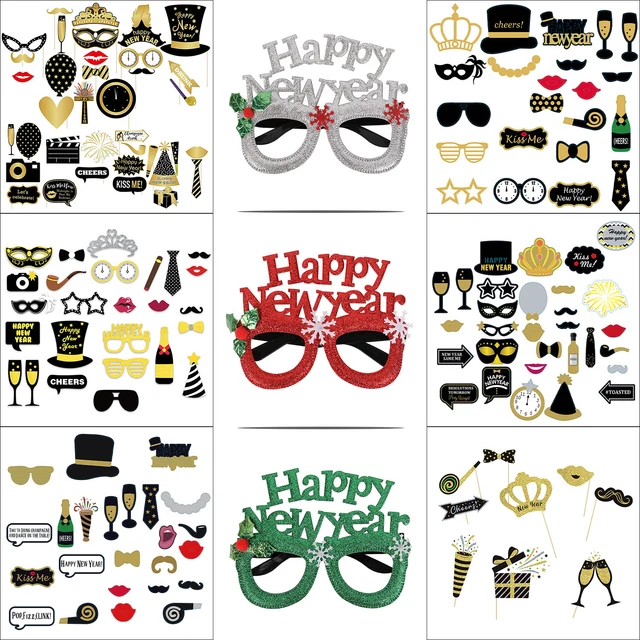 2024 HAPPY NEW Year's Eve Party Photo Booth Props Decoration Frame ...