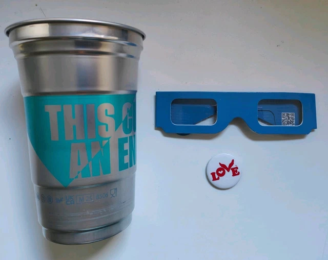 COLDPLAY 2025 OFFICIAL Wembley Concert Moon Glasses& pin+ new metal cup ...