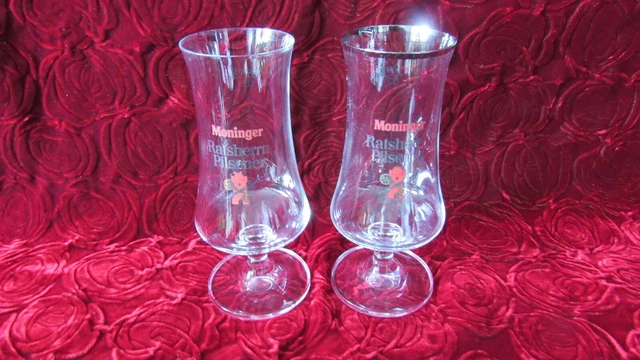 2 X BIERGLAS 0,2 l Moninger Ratsherrn Pilsener mit Logo und Goldrand ...