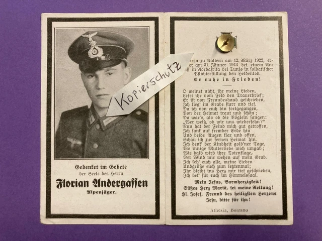 2. WK DEATH Card Sterbebild Alpenjäger Afrikakorps Afrika Bolzano Bordj ...