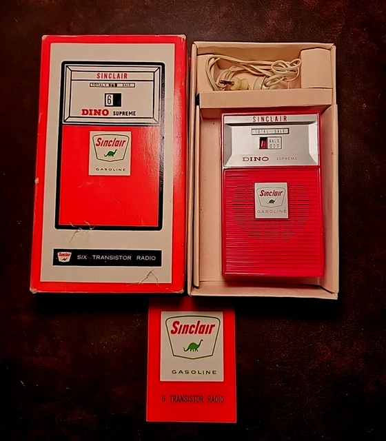 ORG GAS PUMP Sinclair Transistor Radio Dino Supreme Model 1601 Box ...