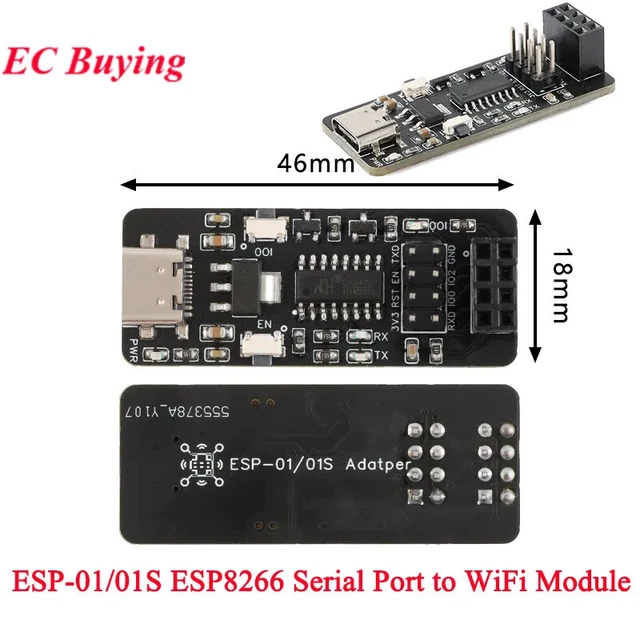 ESP-01/01S ESP8266 SERIAL to WiFi Module Adapter Board Type-C USB $4.85 ...