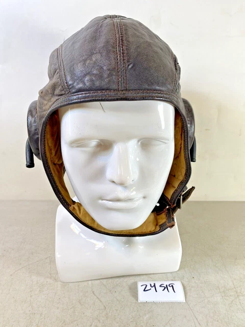 WW2 USN USMC TYPE LEATHER FLYING HELMET Vintage 7 1/4 Pilot Hat Cap ...