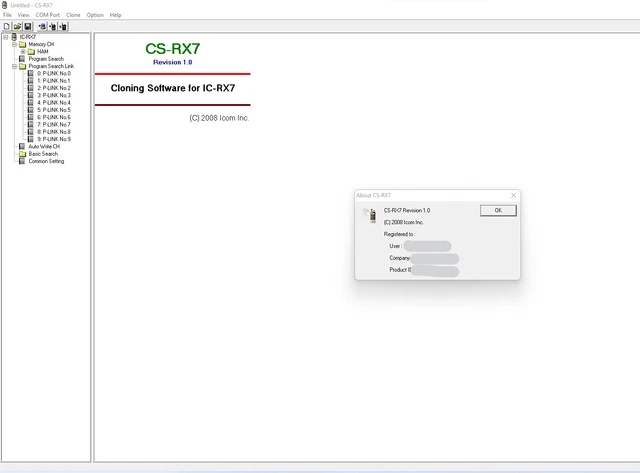 ICOM IC-RX7 RECEIVER Programming Software Cs-Rx7 £19.99 - PicClick UK