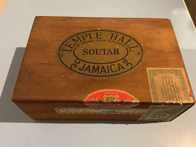 WOODEN CIGAR BOX Temple Hall Jamaica Soutar Empty £11.12 - PicClick UK