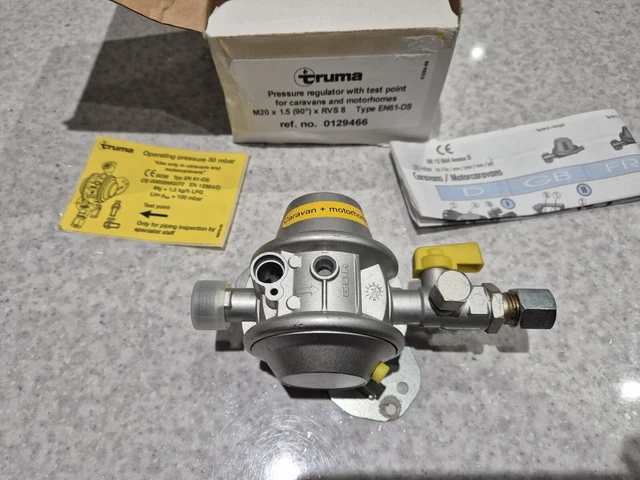 TRUMA CARAVAN PRESSURE Regulator With Test Point EN61-DS RVS 8 M20 X 1. ...
