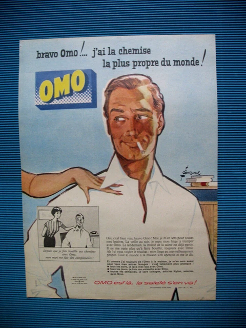 PUBLICITE DE PRESSE Omo Lessive Illustration Pierre Couronne French Ad ...