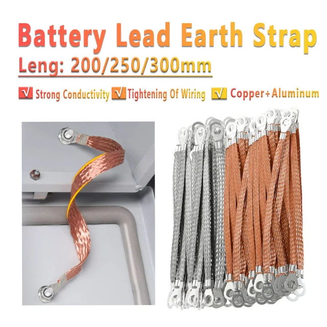100X BATTERY LEAD Earth Strap Leng 200/250/300mm Flexible Cable Tin ...