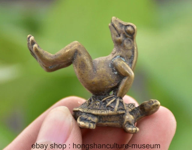 1.6& OLD CHINESE Brass Fengshui Animal Frog Turtle Statue Pendant EUR ...