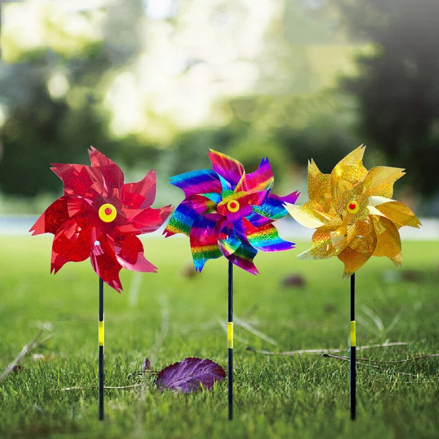 REFLECTIVE PINWHEELS WITH Stakes Extra Sparkly Pin Wheel for Garden ...