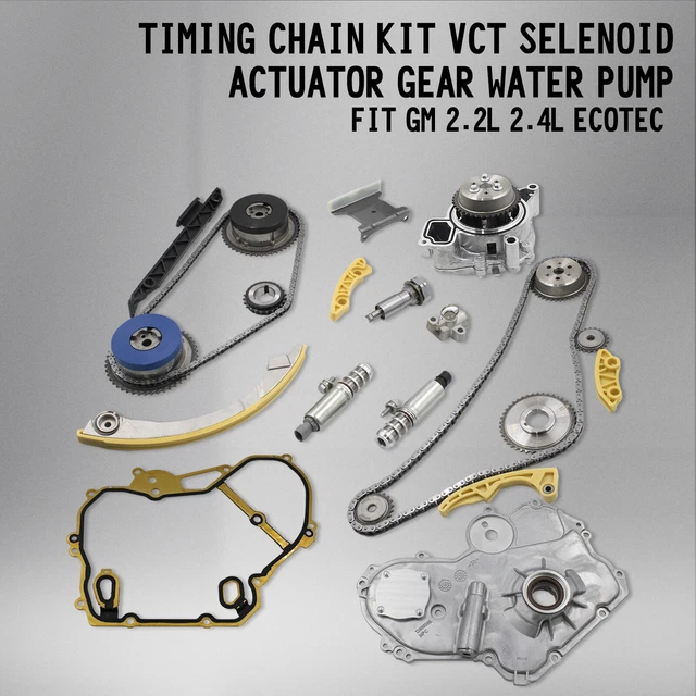 TIMING CHAIN KIT VCT Selenoid Actuator Gear Water Pump For GM 2.2L 2.4L ...