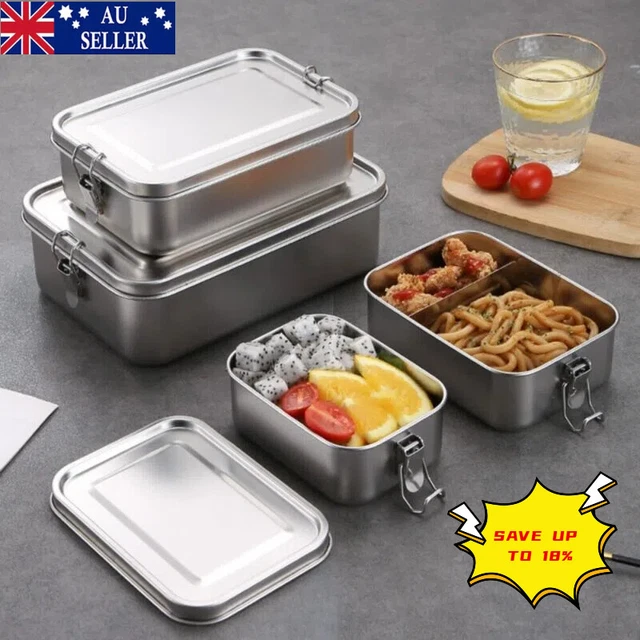 304 STAINLESS STEEL Bento Box Metal Lunch Box Food Storage Container Leakproof $21.18 - PicClick AU